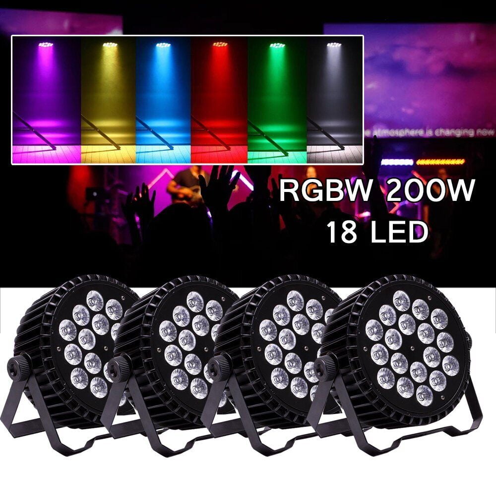 4X 200W DMX RGBW 18 LED Par Stage Lights Party Disco Show Lighting ...