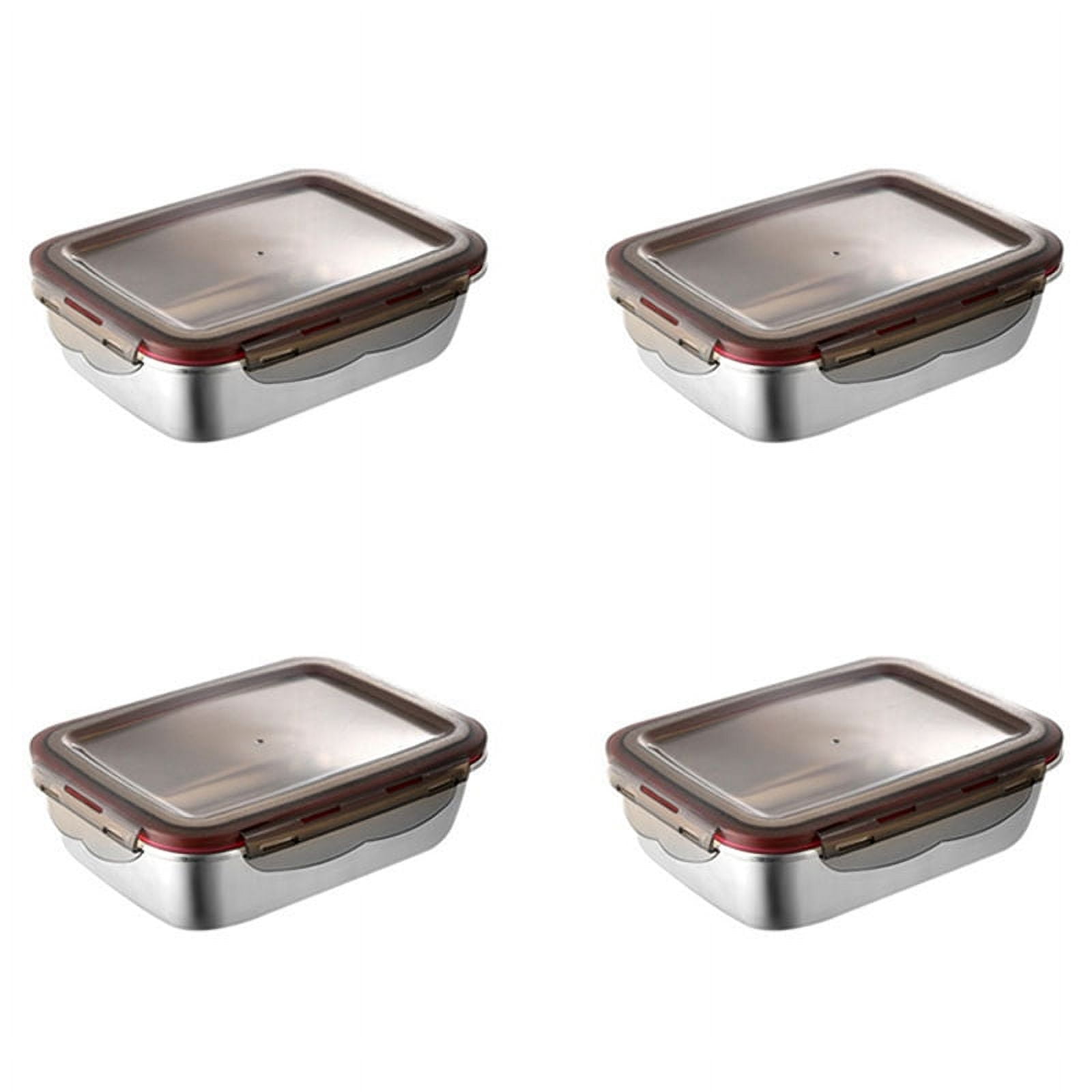 4X 220Ml Stainless Steel Lunch Box Sealed Food -Keeping Boxes Office ...