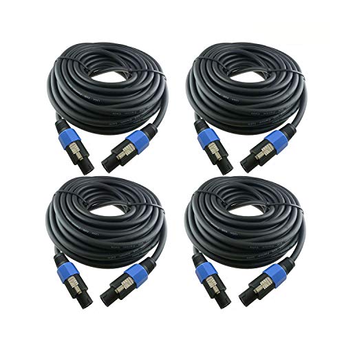 4X 25 Feet Professional Speakon to Speakon Cables Wire, 12 Gauge AWG 2 ...