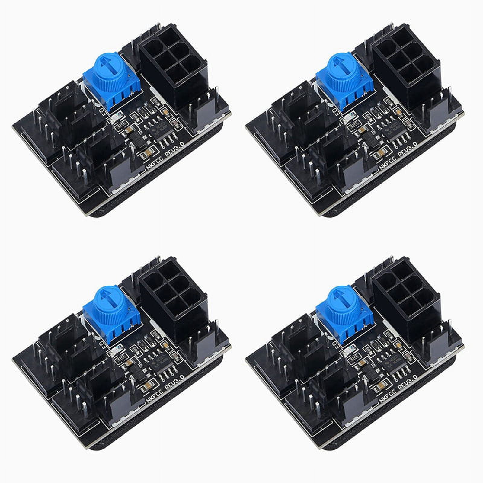 4X 3Pin 4Pin Fan Adapter PWM PC Case Cooling Fan Hub 8Way Splitter 12V ...