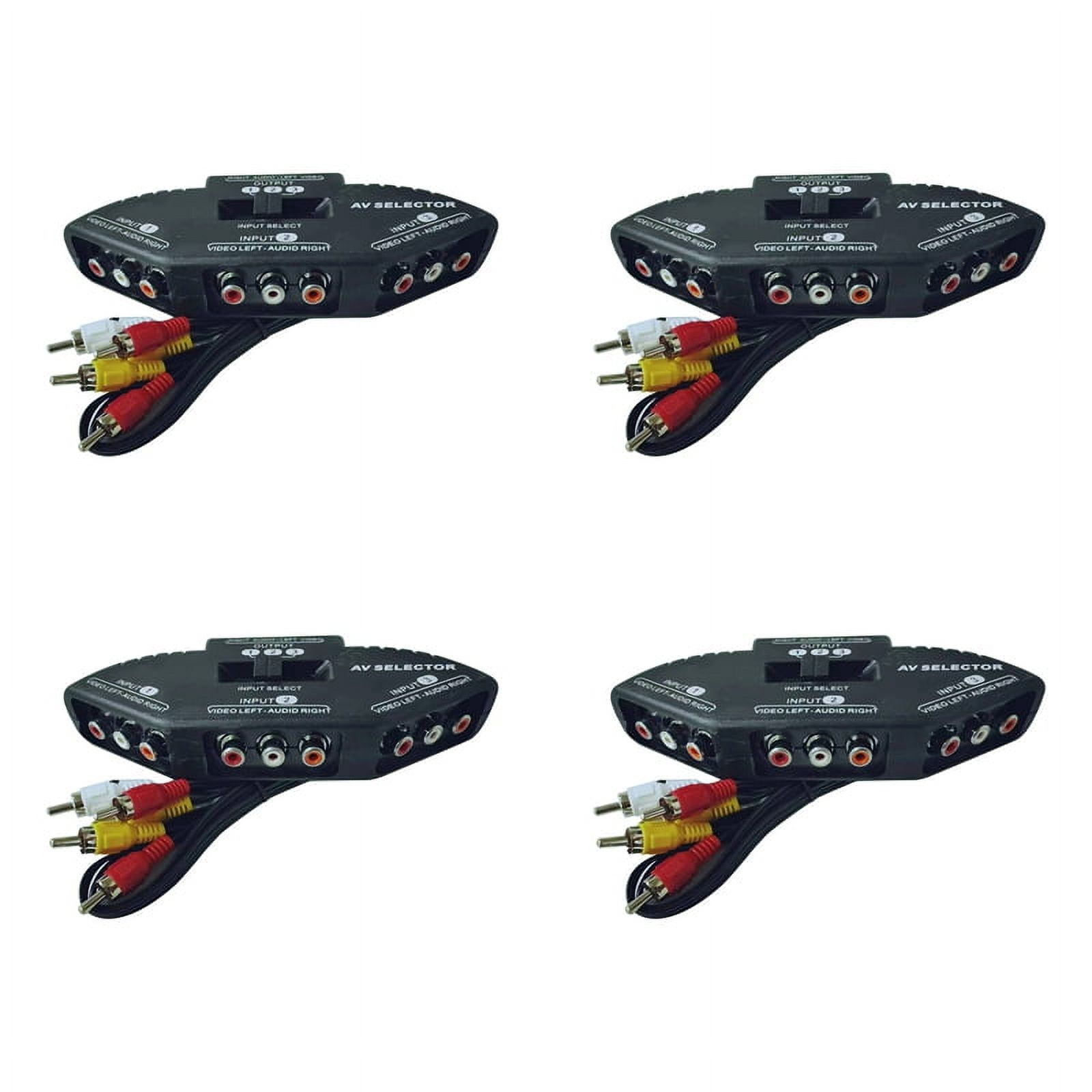 4X 3-Way Audio Video AV Switch Selector Box Splitter W/ Cable for TV X ...
