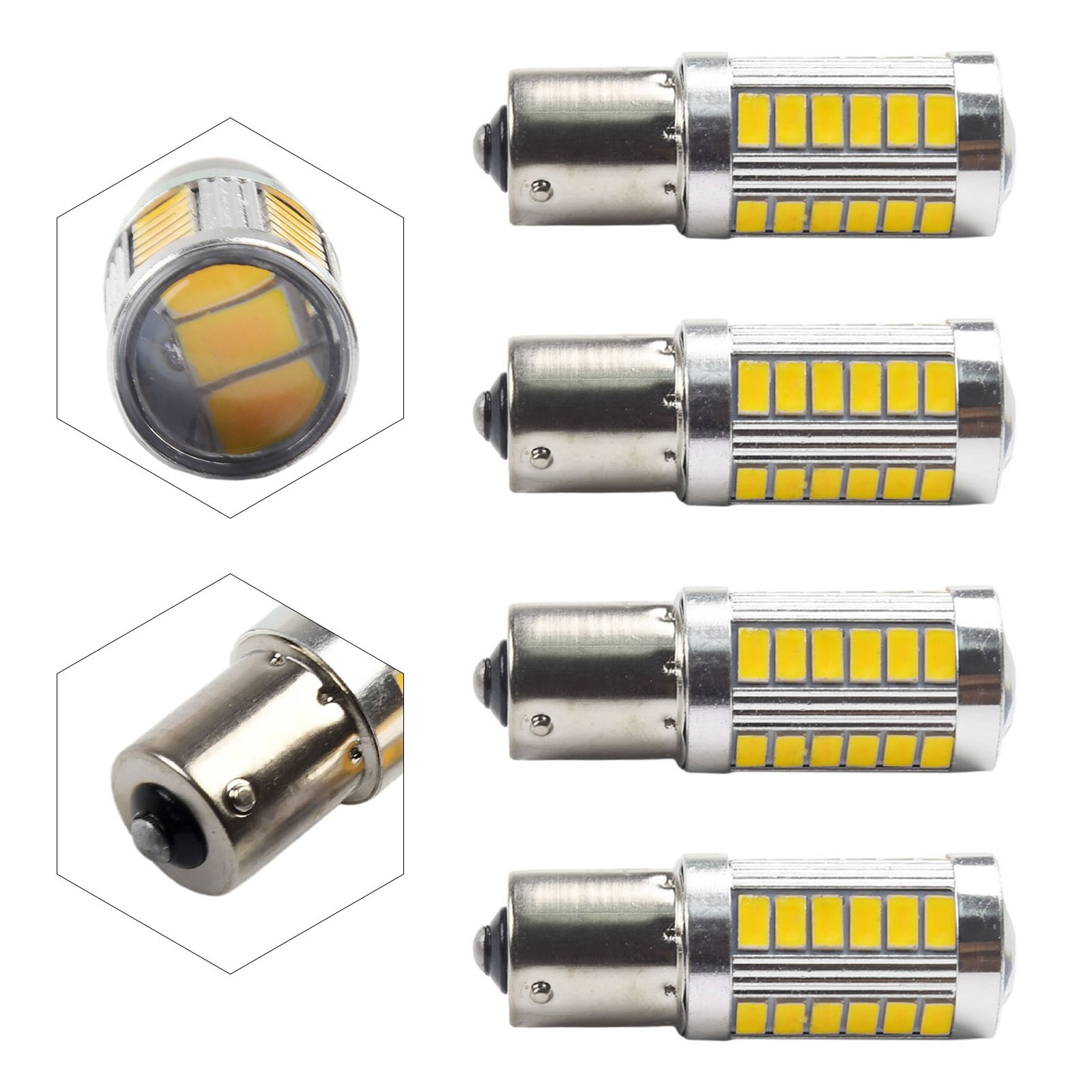 4X 33 Led 581 Bau15S Py21W Yellow Rear Turn Signal Indicator 12 Volt ...