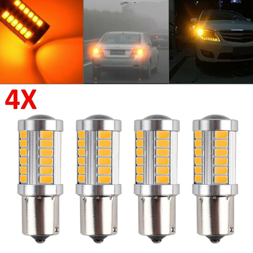 4X 33LED 581 BAU15S PY21W TURN SIGNAL YELLOW REAR INDICATOR 12V BULB ...