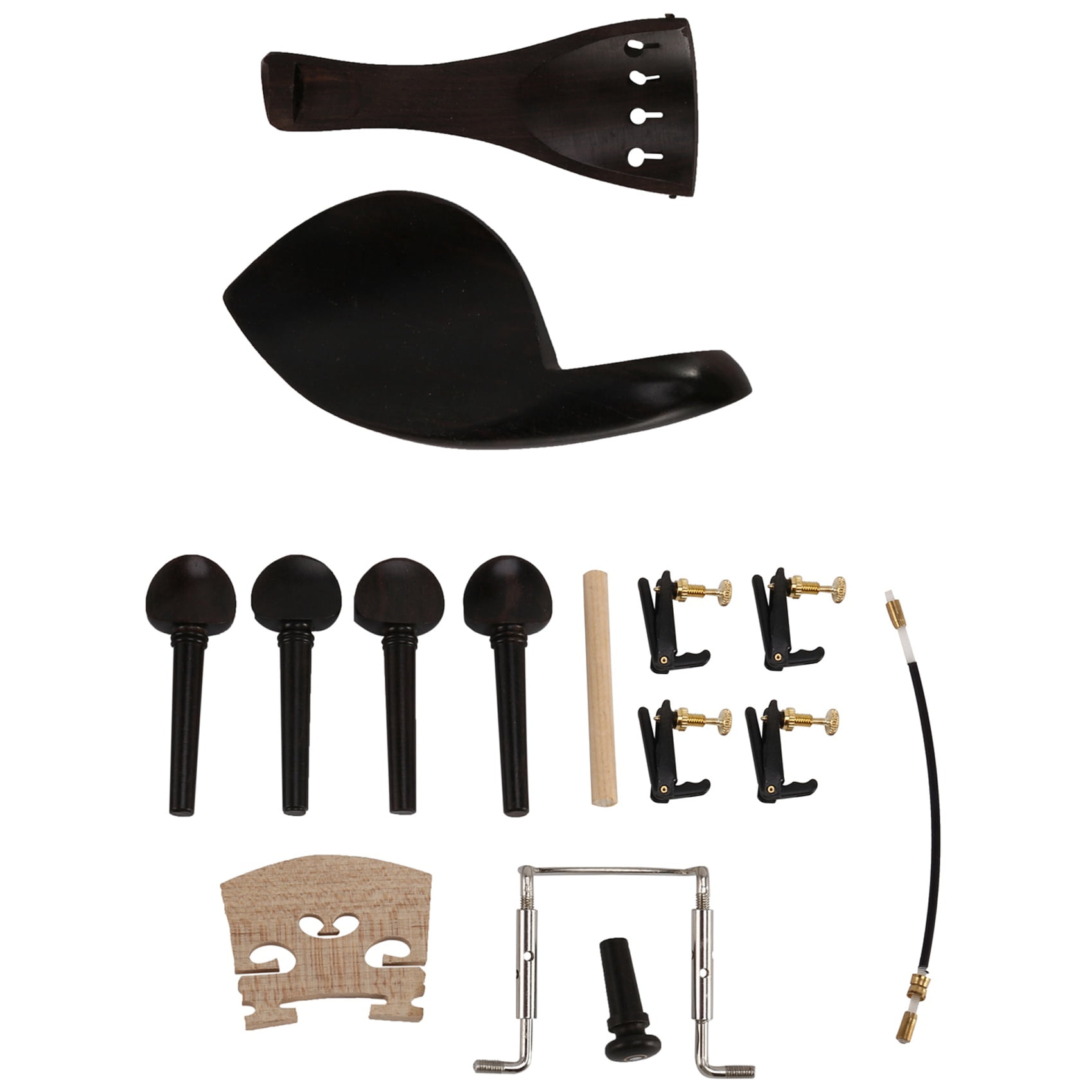 4X 4/4 Ebony Violin Parts Tailpiece Pegs Chinrest Maple Bridge Set ...