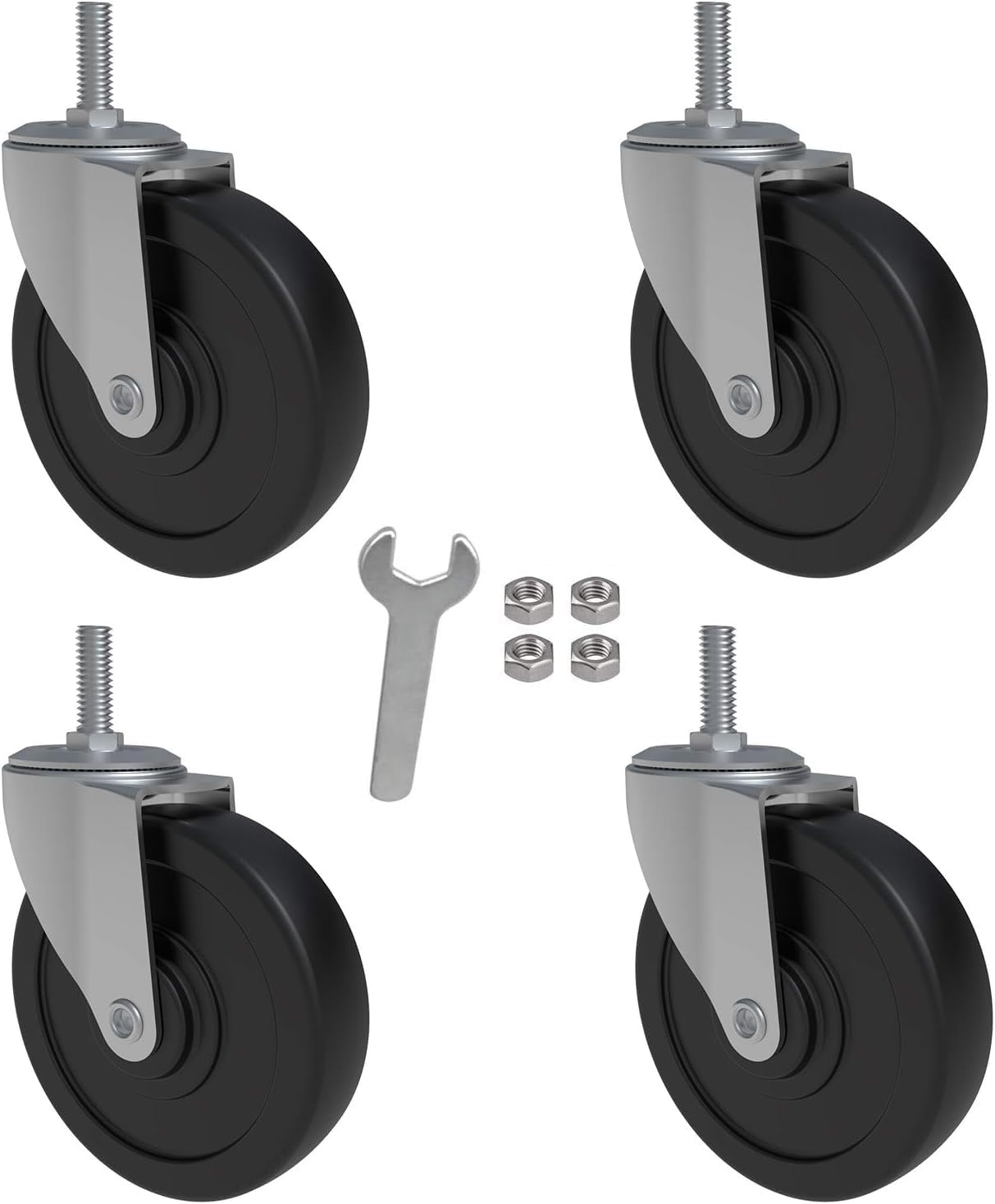 4X 4 Inch Threaded Stem Casters, Industrial Replacement for Carts ...
