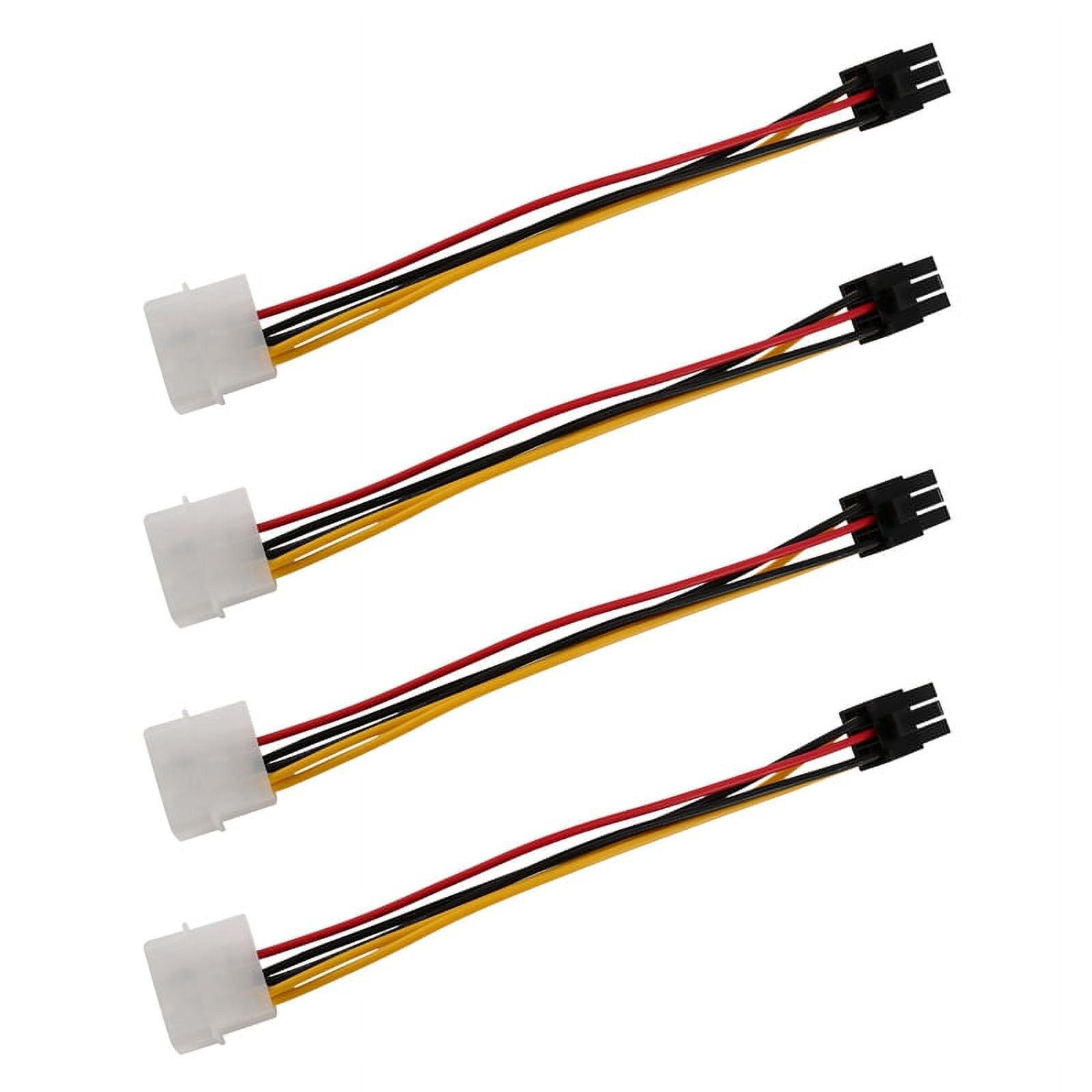 4X 4-Pin Male to 6-Pin Female Socket Power Cable for PCIe PCI Express ...