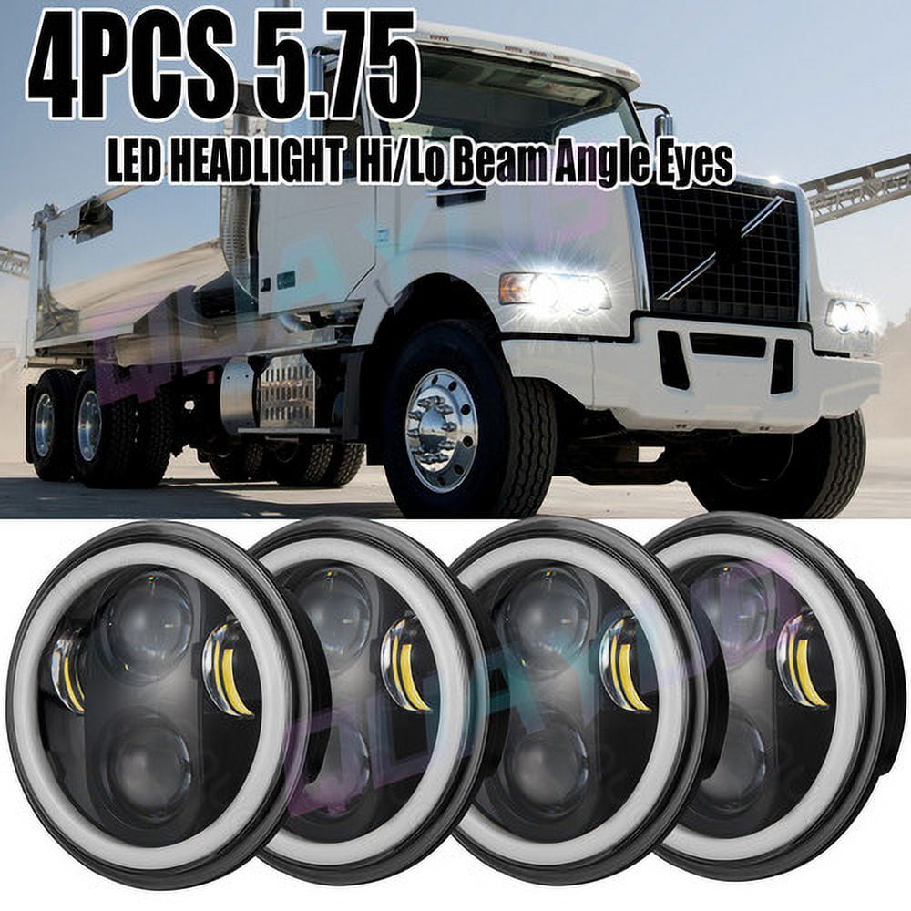 4X 5.75 5-3/4 Round LED Headlights Hi/Lo for Peterbilt 359 348 ...
