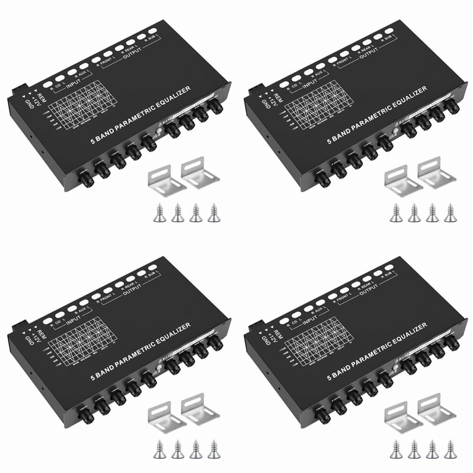 4X 5-Band Car Audio Equalizer, Adjustable 5 Bands EQ Amplifier Graphic ...