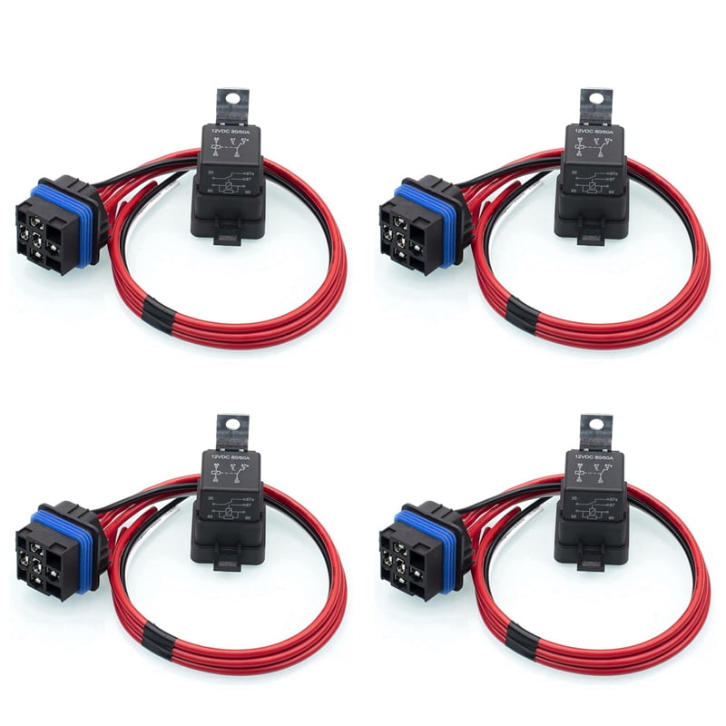4X 60/80 Amp 12 Volt Waterproof Automotive Relay with Pigtail 5-Pin ...