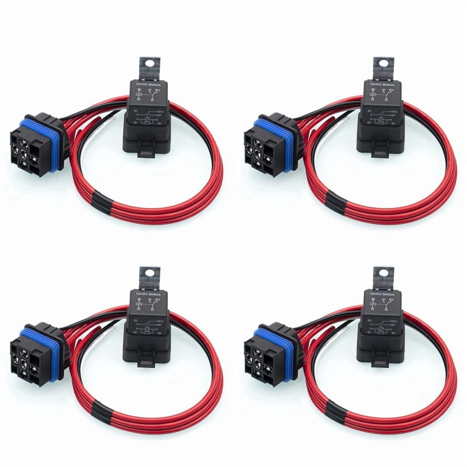 4X 60/80 Amp 12 Volt Waterproof Automotive Relay with Pigtail 5-Pin ...