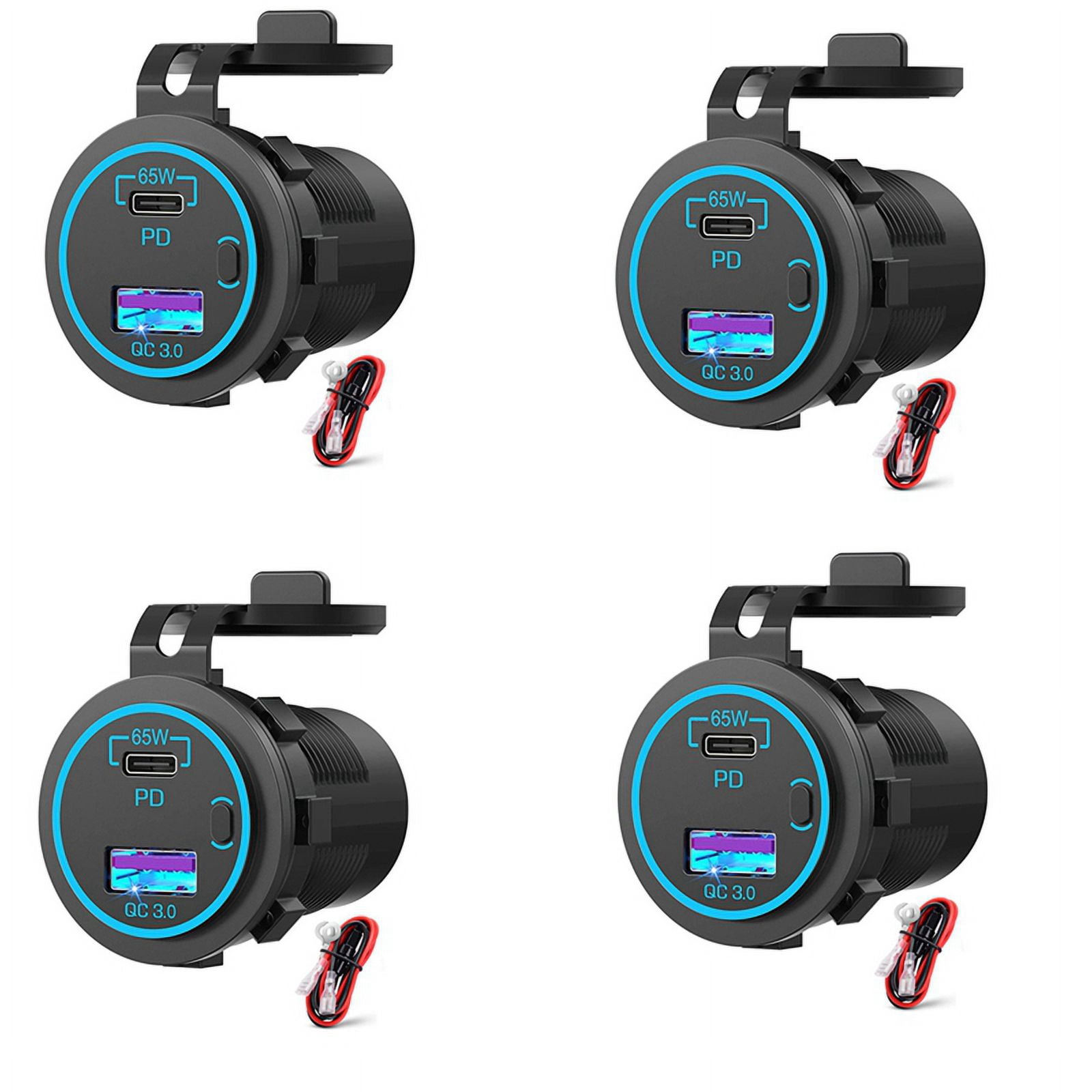 4X 65W PD 12V USB Outlet for Laptop USB C Car Charger Socket Multi Port ...