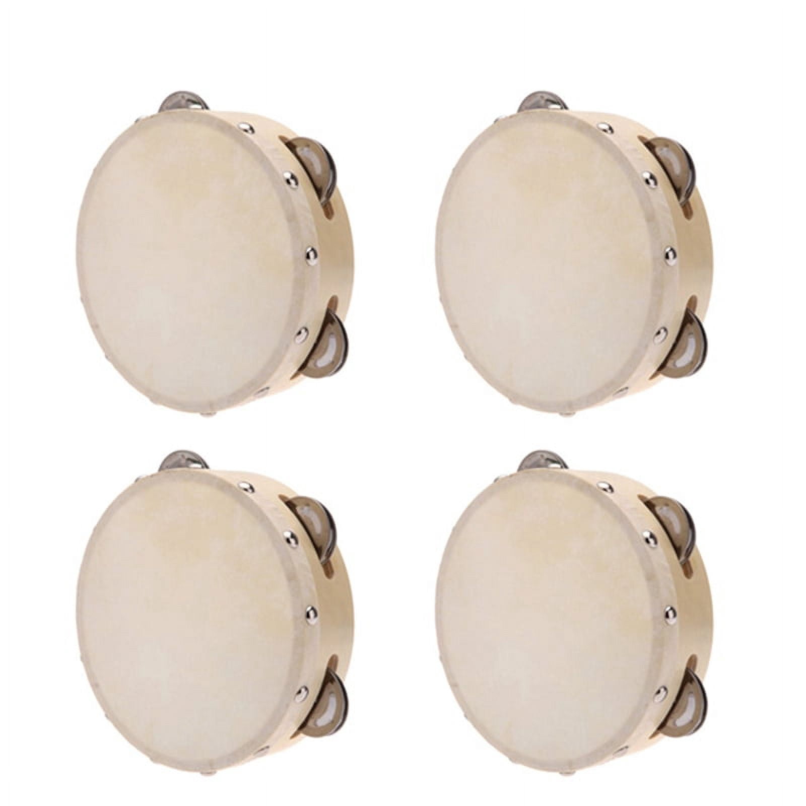 4X 6in Hand Tambourine Drum Bell Metal Jingles Percussion Musical Toy ...