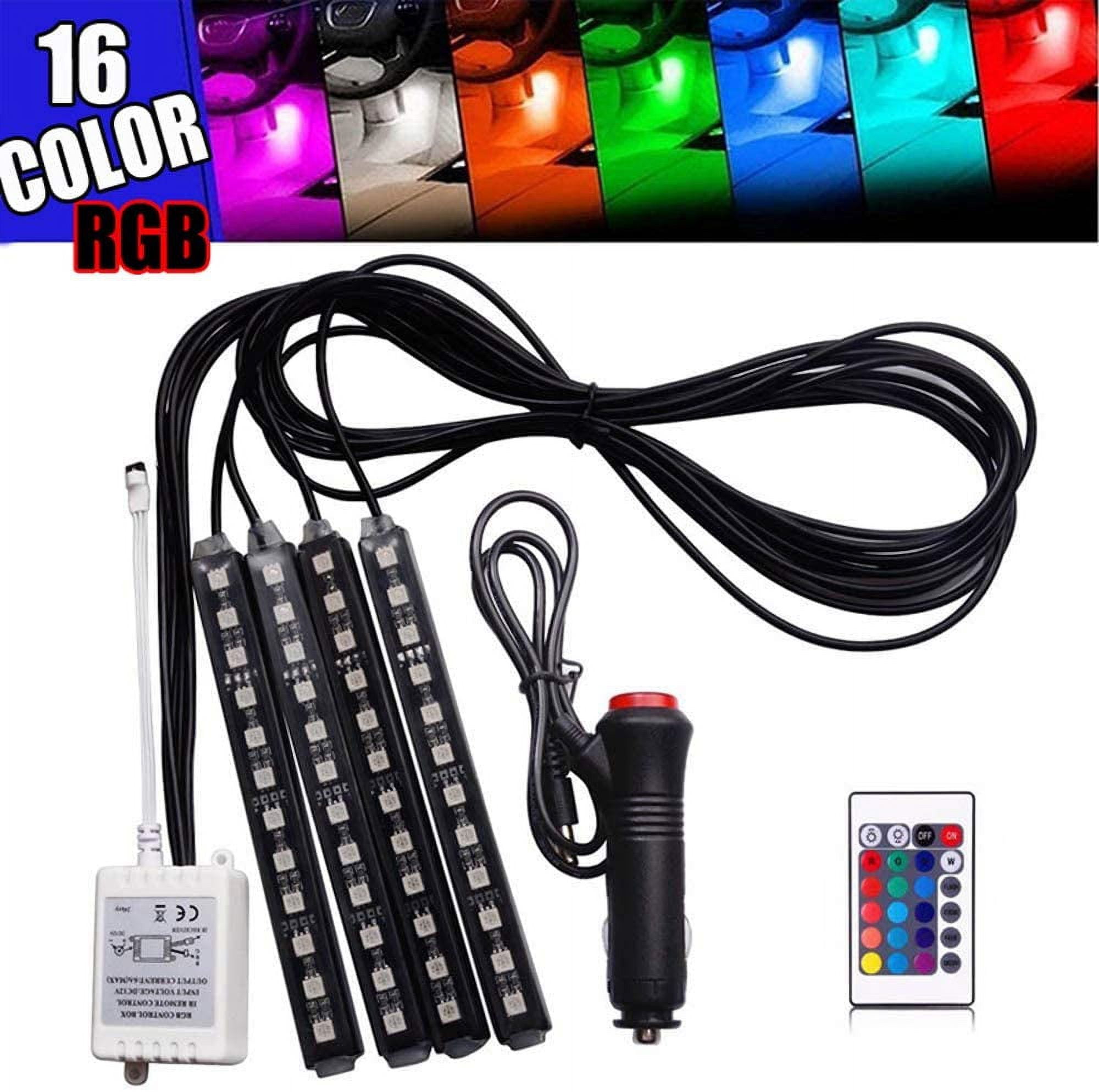 4X 9 LED Remote Control RGB Car Interior Floor Atmosphere Colorful ...