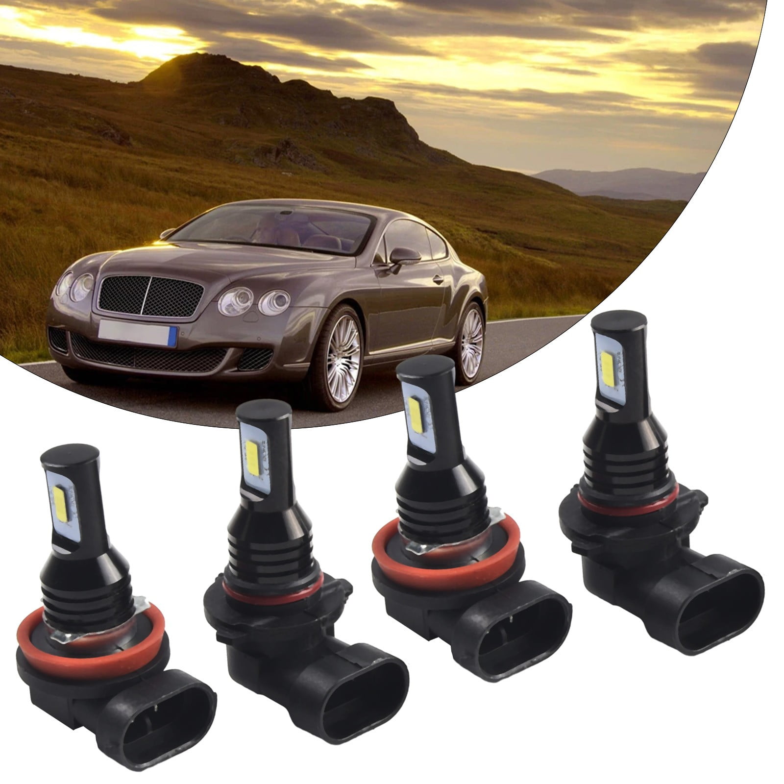 4X 9005 H11 for Combo Led Headlight High Low Beam Bulbs Kit 6500K Super White Bright - Walmart.com