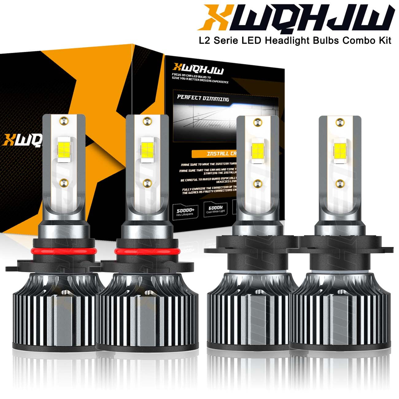 4X 9005 H7 LED Headlight Bulb Hi-Lo Combo Kit for Mitsubishi Outlander ...
