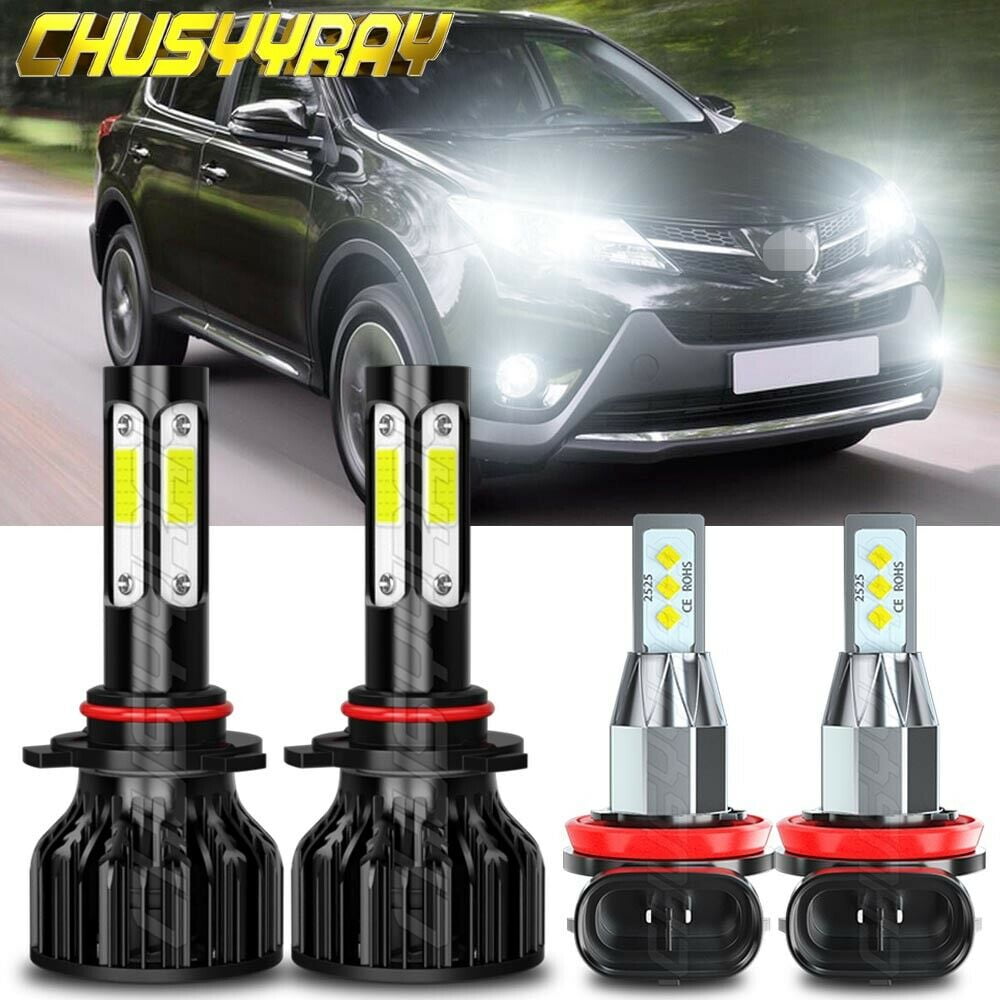 4X 9012 H11 LED Bulbs Combo Kits Compatible for Toyota Rav4 2016-2019 ...