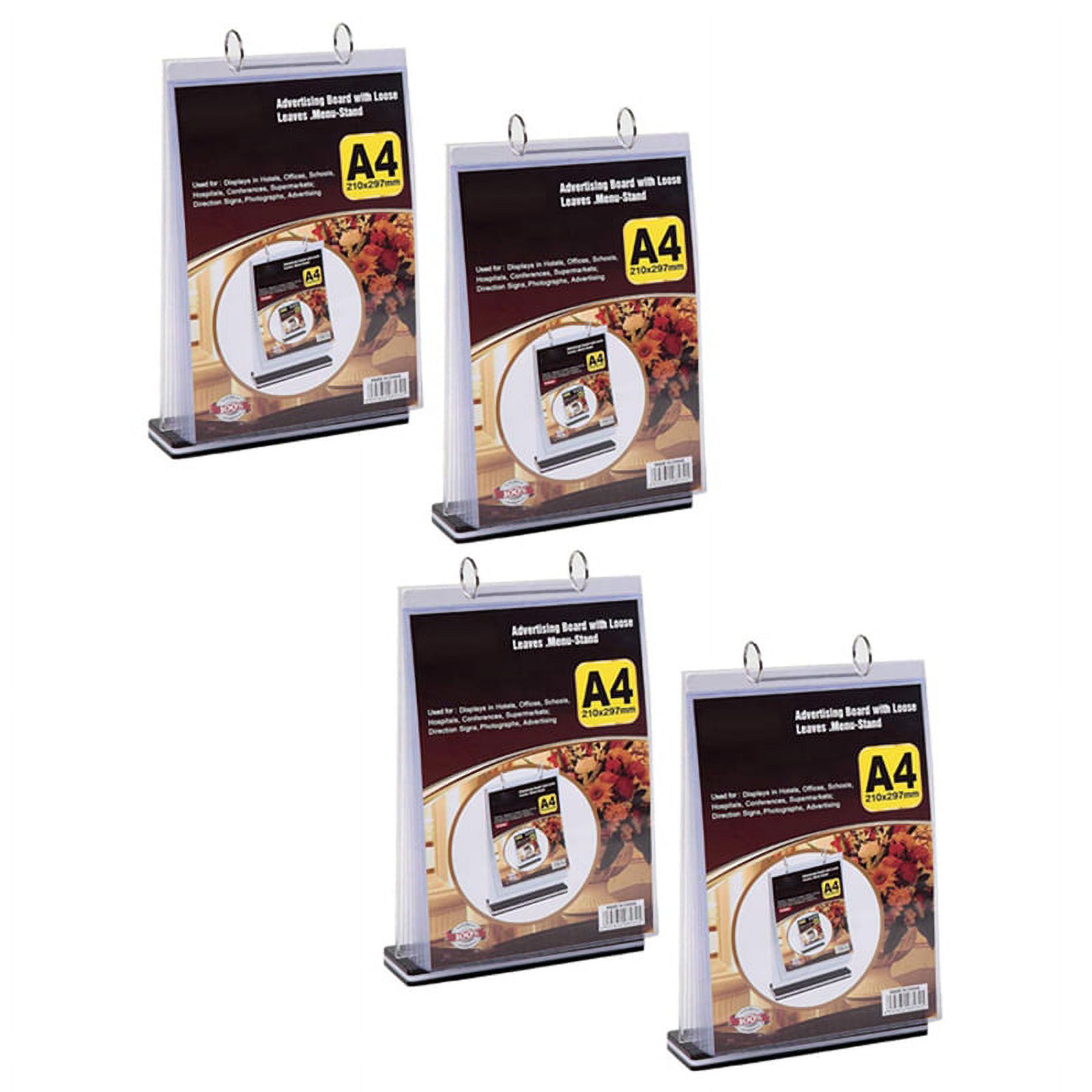 4X A4 Multi-Page Flip Display Card Label Display Stand Detachable Label ...