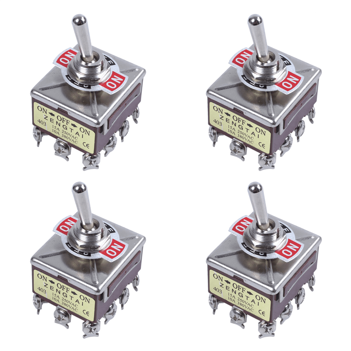 4X AC 380V 10A ON/OFF/ON 3 Positions 12 Pin Latching Toggle Switch 4PDT ...