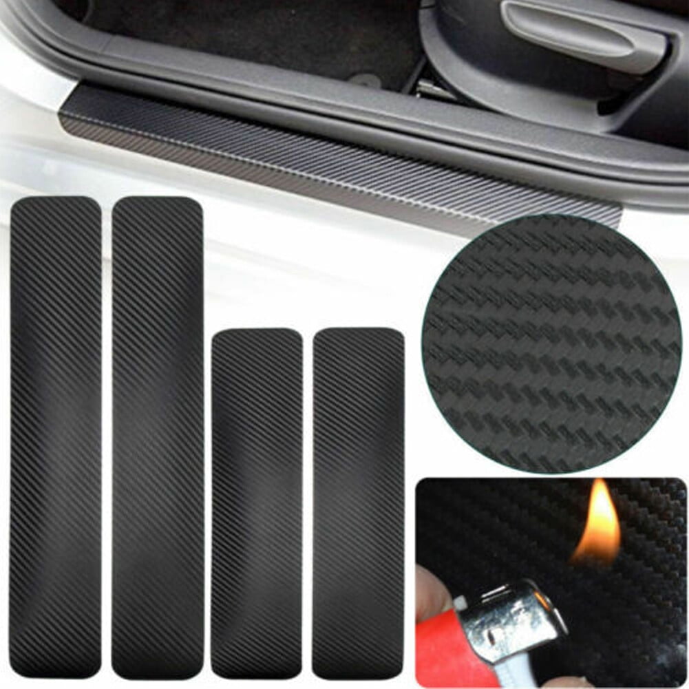 4X Accessories Carbon Fiber Car Door Plate Sill Scuff Cover Anti ...