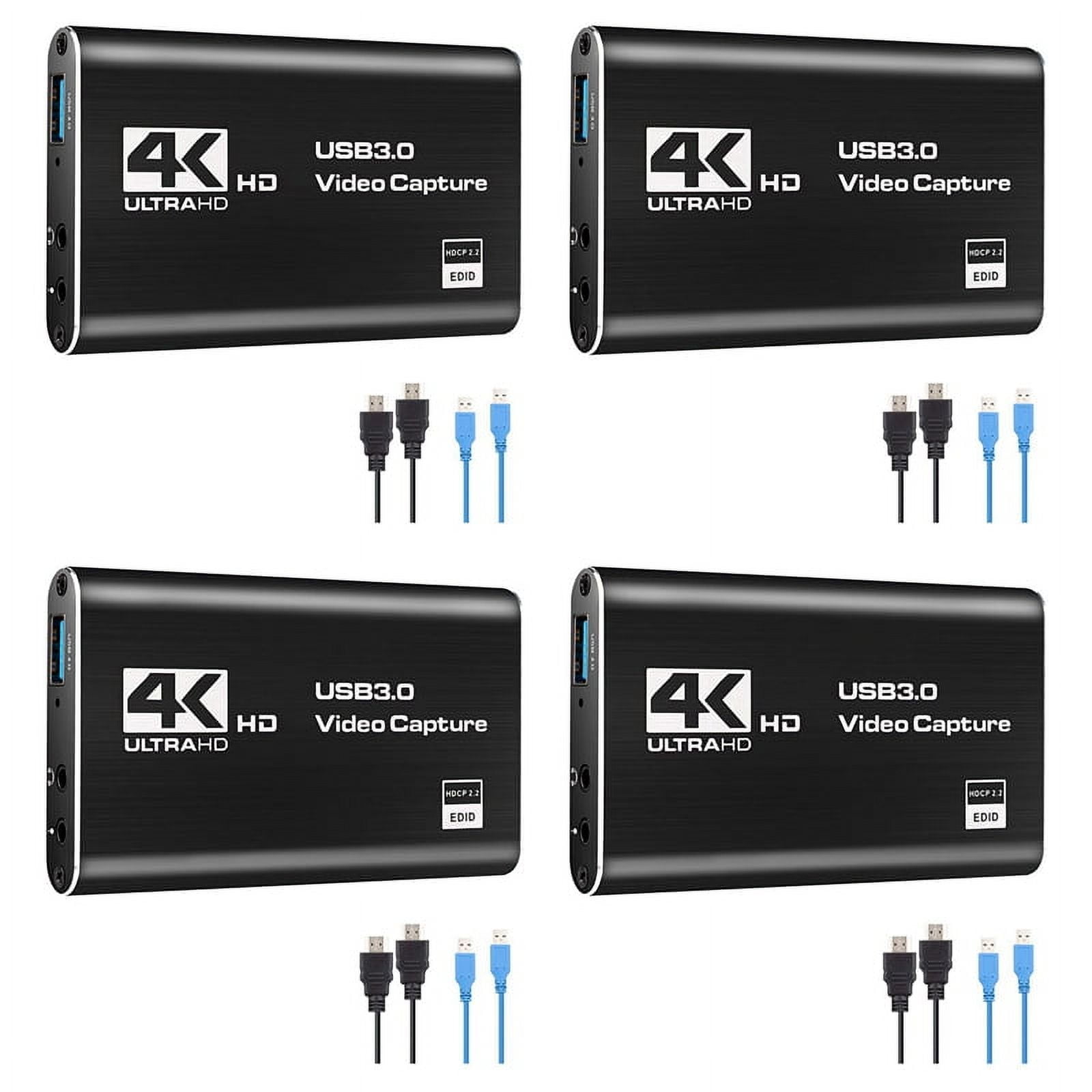 4X Audio Video Capture Card, 4K USB 3.0 Capture Adapter Video Converter ...