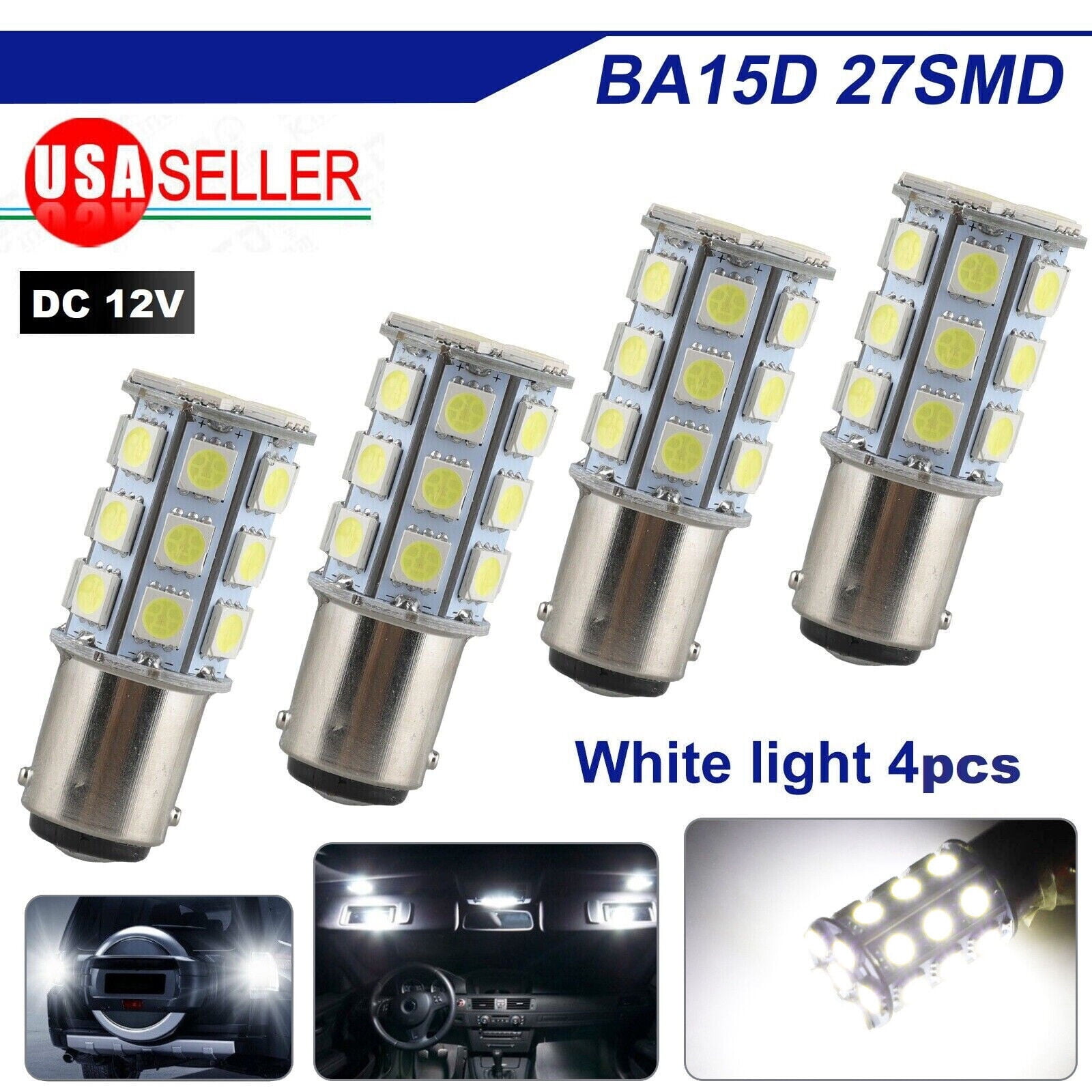 4X BA15D 27SMD RV Camper Boat LED Interior Light Bulb 1076 1142 1004 ...