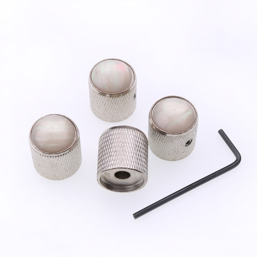 4X Barrel Domed Knurled Guitar Control Knob Pearl Inlay for Tone or ...