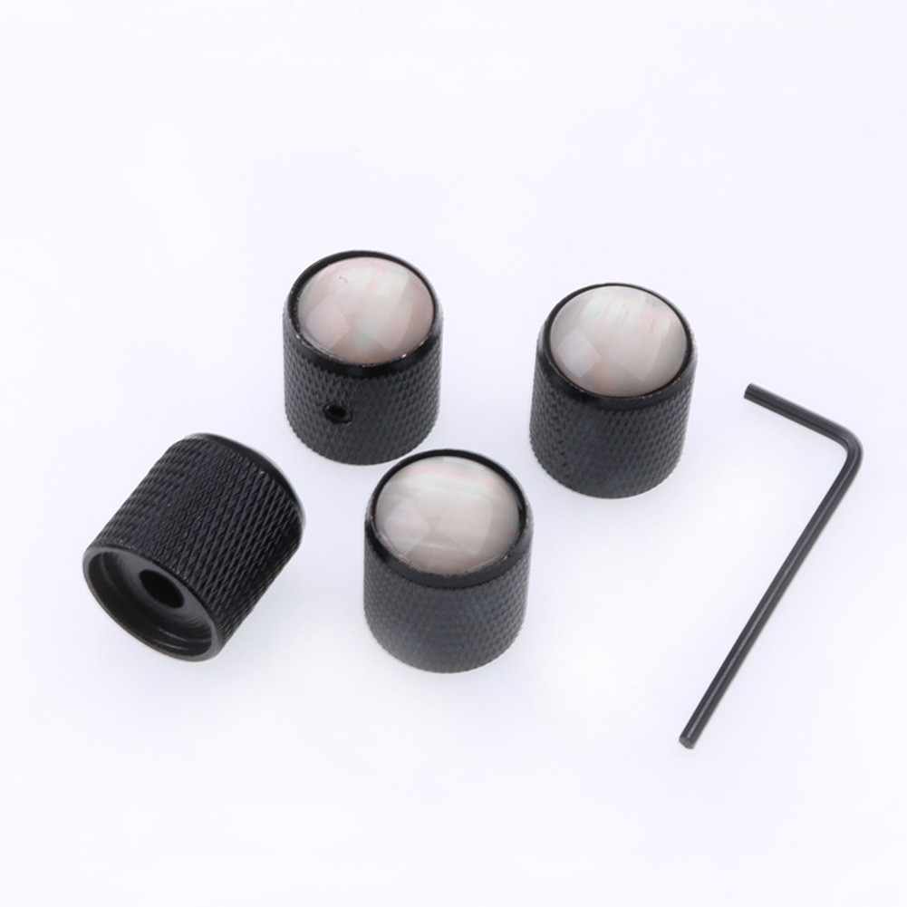 4X Barrel Domed Knurled Guitar Control Knob Pearl Inlay for Tone or ...