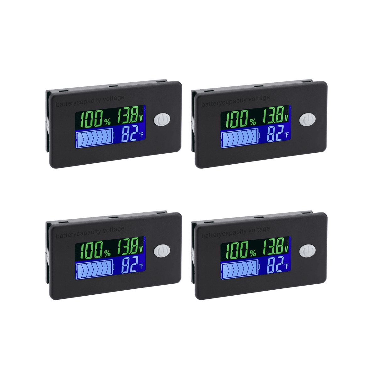 4X Battery Capacity Monitor,10-100V Battery Meter, 12V 24V 48V ...