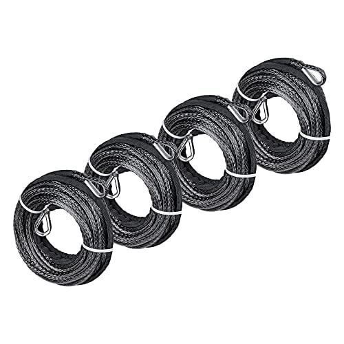4X Black 50ft 1/4" Synthetic Winch Rope Extension 7500lbs 39" Rock ...