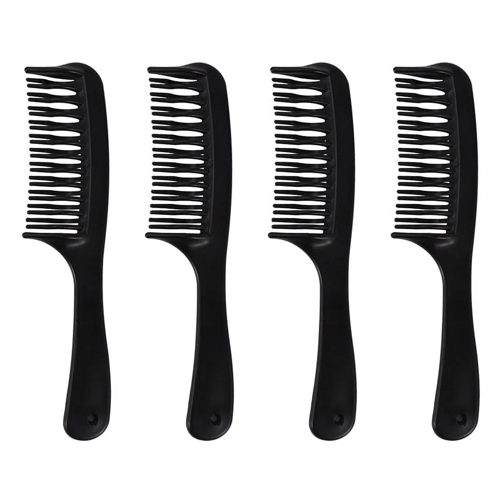 4X Black Double Row Tooth Detangler Hair Comb Shampoo Comb with Handle ...