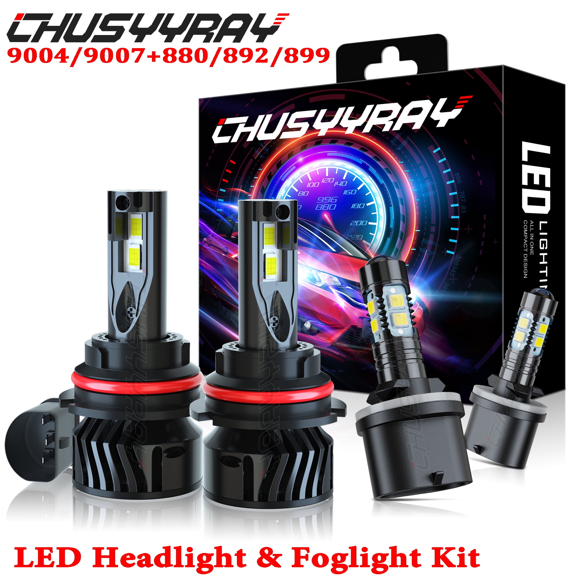 4X Bright White 9007 LED Headlight + 880 Fog Lamp Bulbs CHUSYYRAY For ...