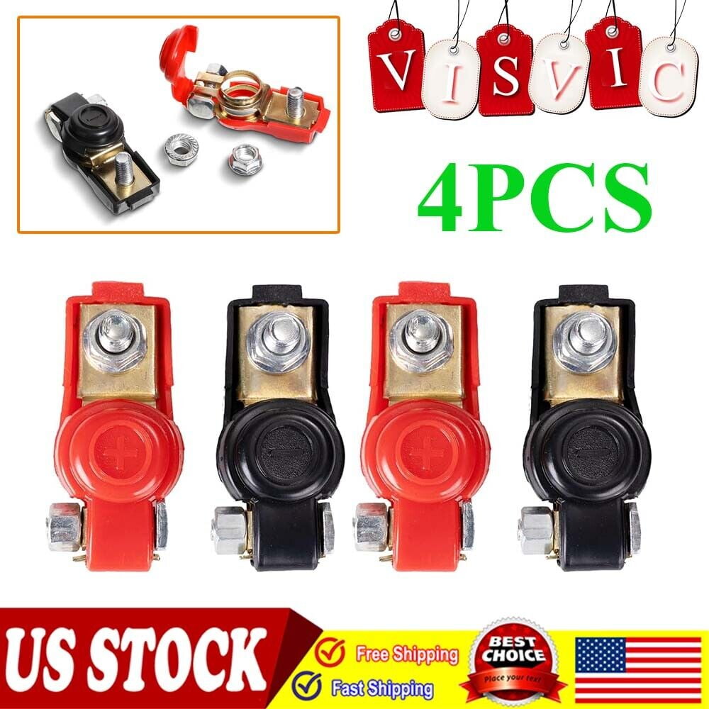 4X Car Battery Terminal Connector Post Positive+Negative Poles ...