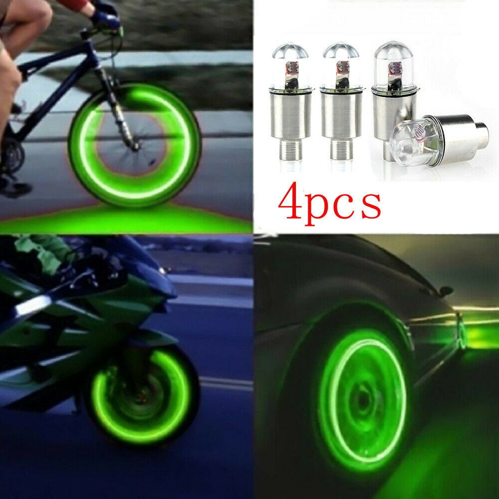 4X Car Tire Tyre Wheel Dust Stem Air Valve Cap Stem LED Light Cover ...