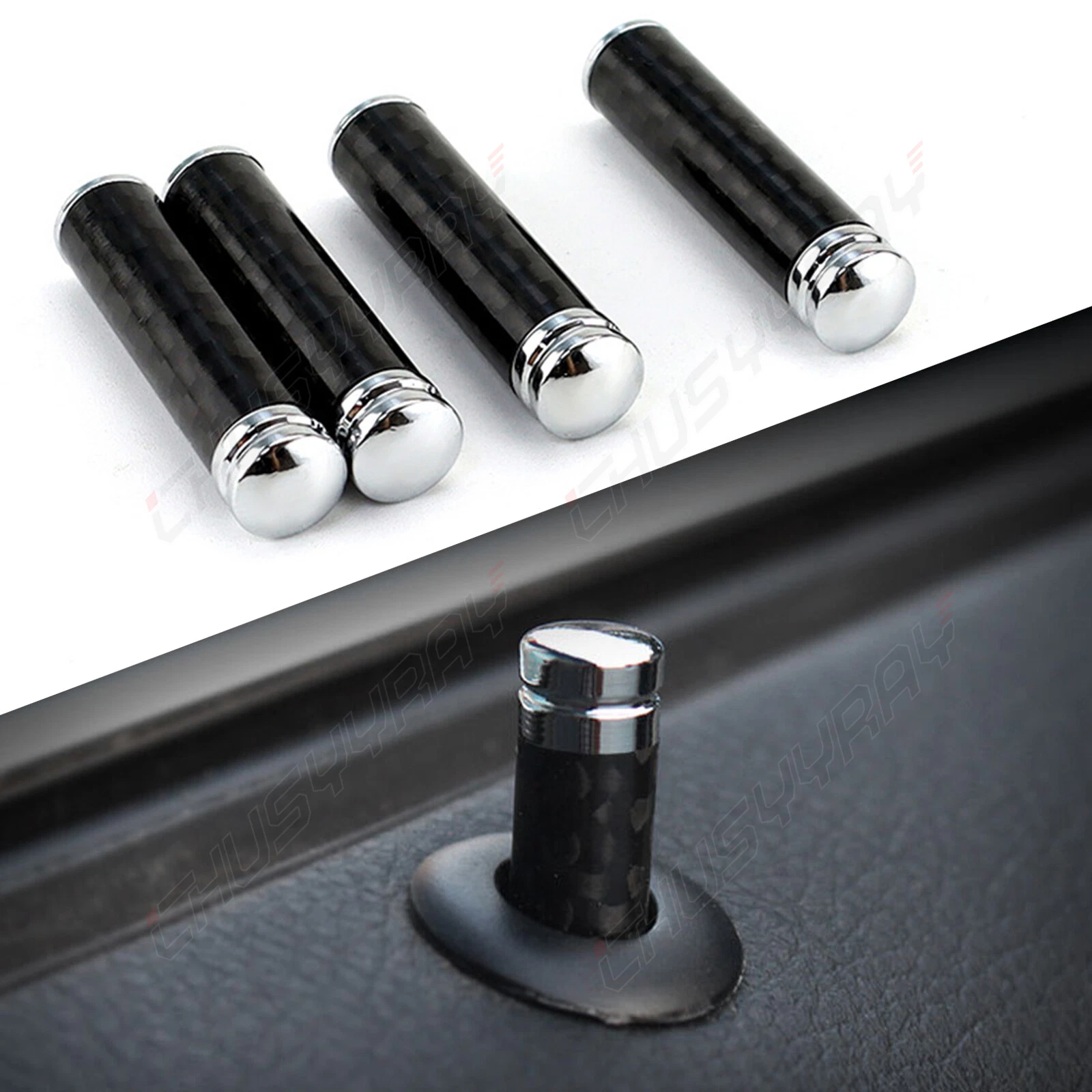4X Carbon Fiber Car Interior Door Locking Lock Knob Pull Pins Covers ...