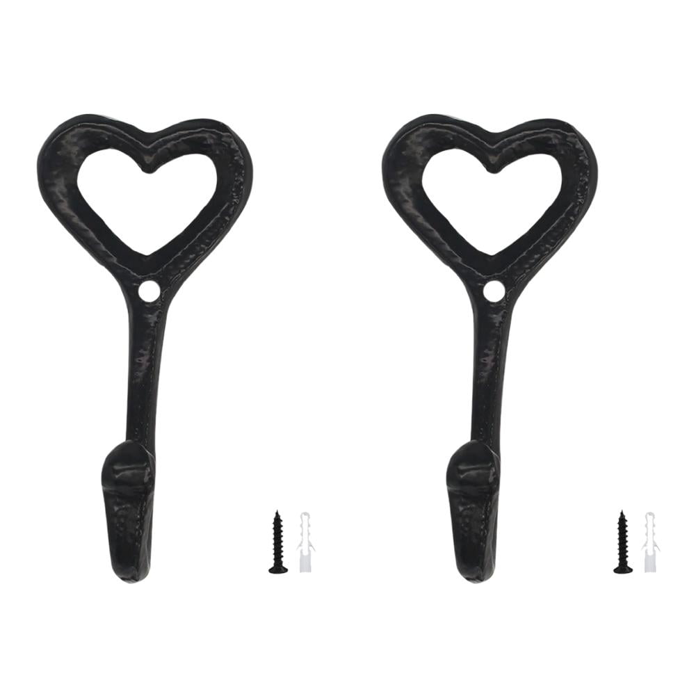 4X Cast Iron Heart Hooks Heart-shaped Hook Retro - Walmart.com