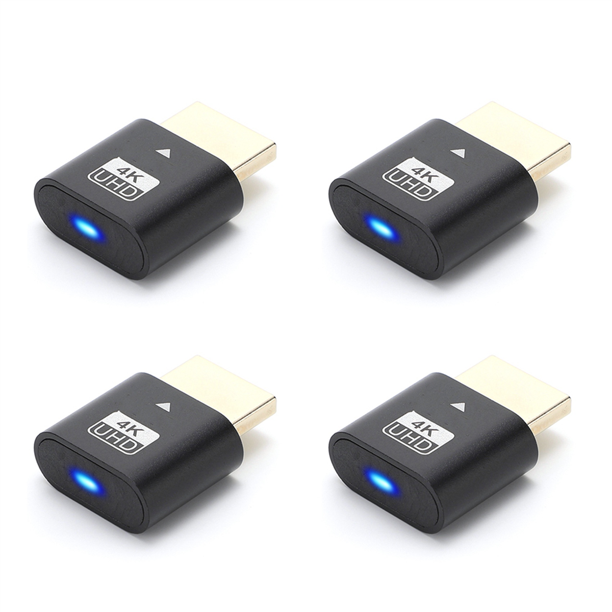 4X -Compatible 4K Dummy Plug with LED Light for Graphics Cards, PC ...