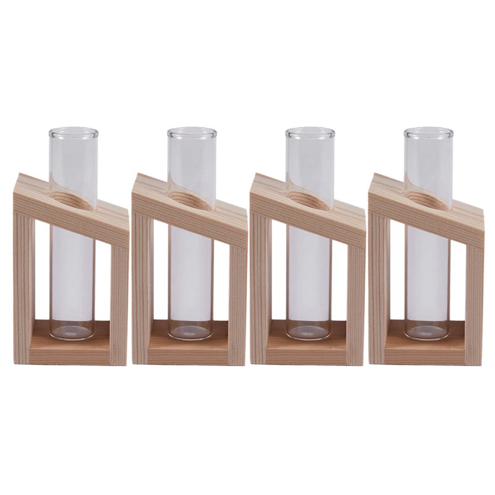 4X Crystal Glass Test Tube Vase in Wooden Stand Flower Pots for ...