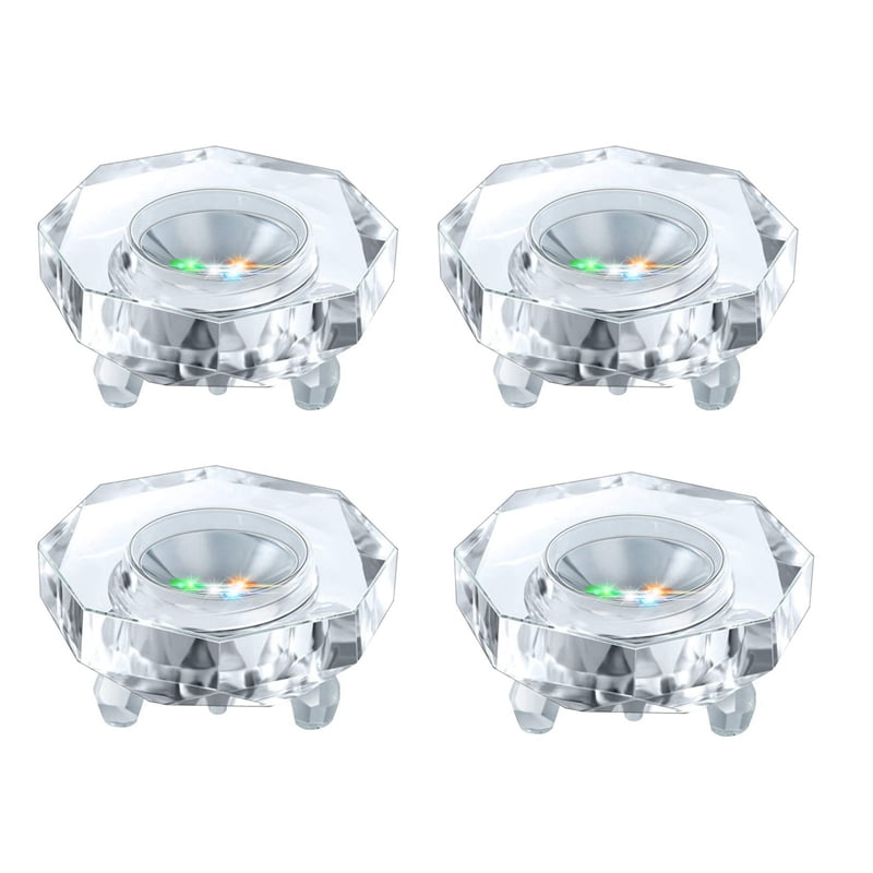 4X Crystal LED Light Base Multicolor Auto Flashing Pedestal Color Show ...