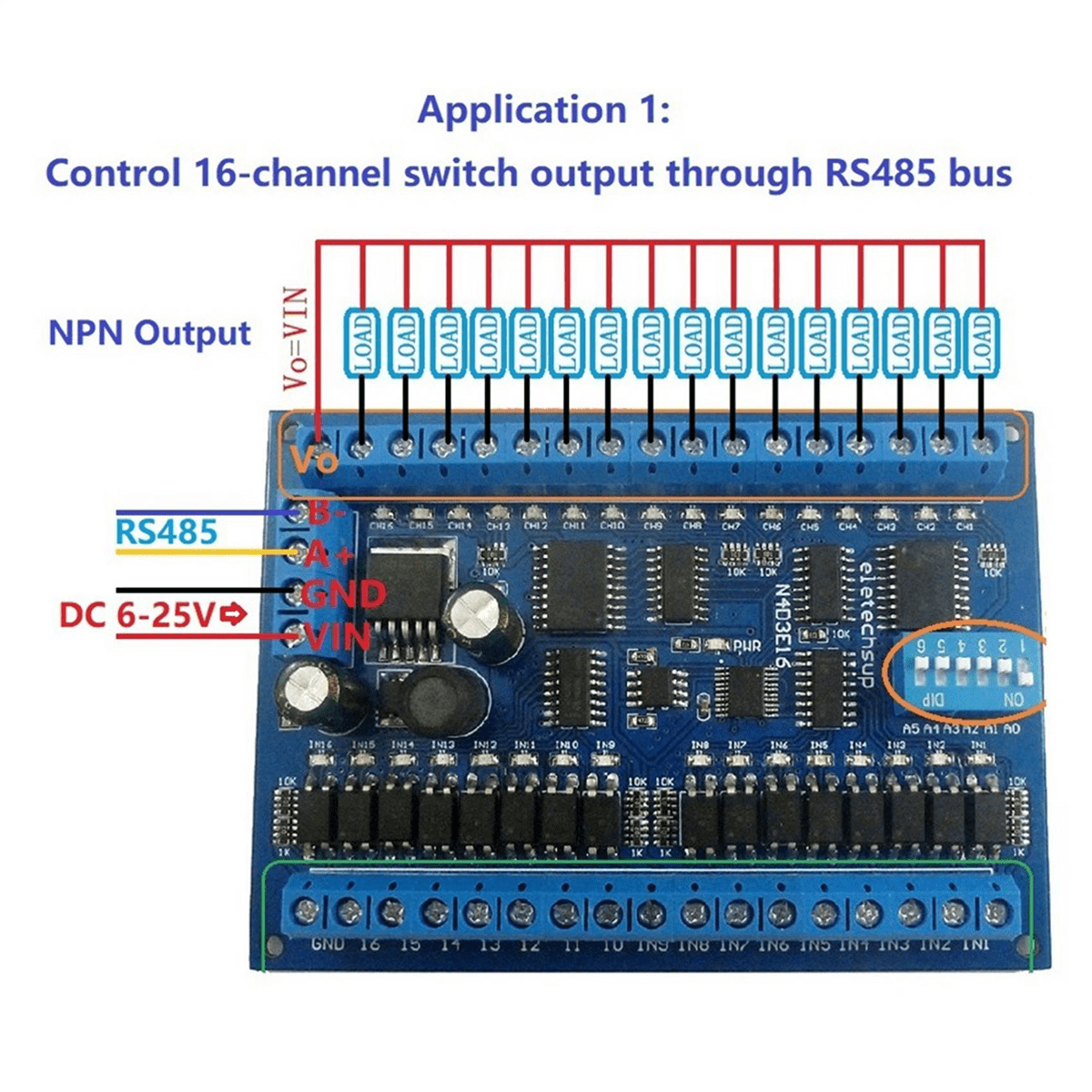 4X DC 12V 24V 16 Input 16 Output RS485 Remote Control Switch PLC IO ...