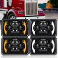 4X DOT Approved 4x6 LED Headlights Sealed Beam DRL H4651 H4652 H4656 ...