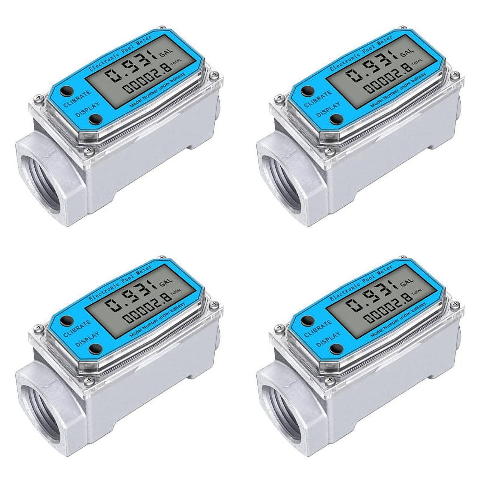 4X Digital Turbine Water Flow Meter Digital LCD Display with NPT Counter and FNPT Thread Gas Oil ...