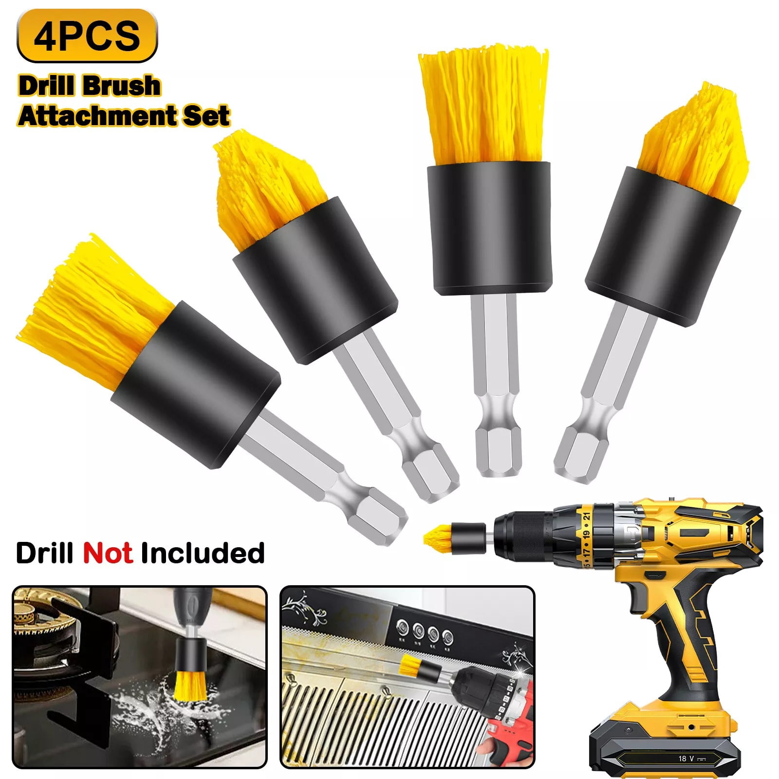 4X Drill Brush Set Power Scrubber Attachments Car Carpet Tile Grout ...