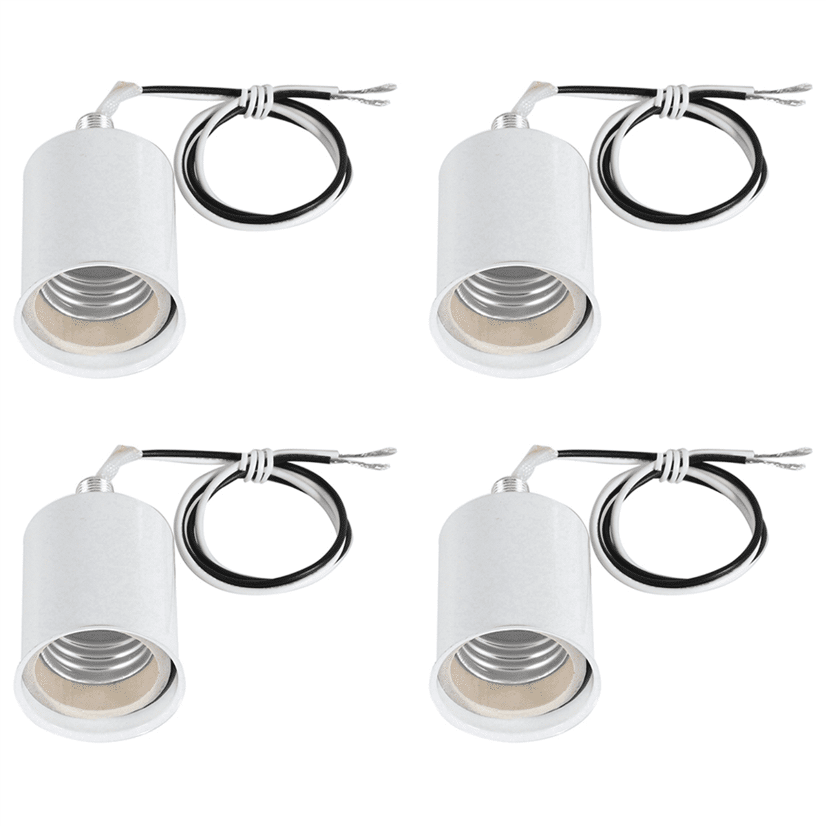 4X E27 Ceramic Screw Base Round LED Light Bulb Lamp Socket Holder ...
