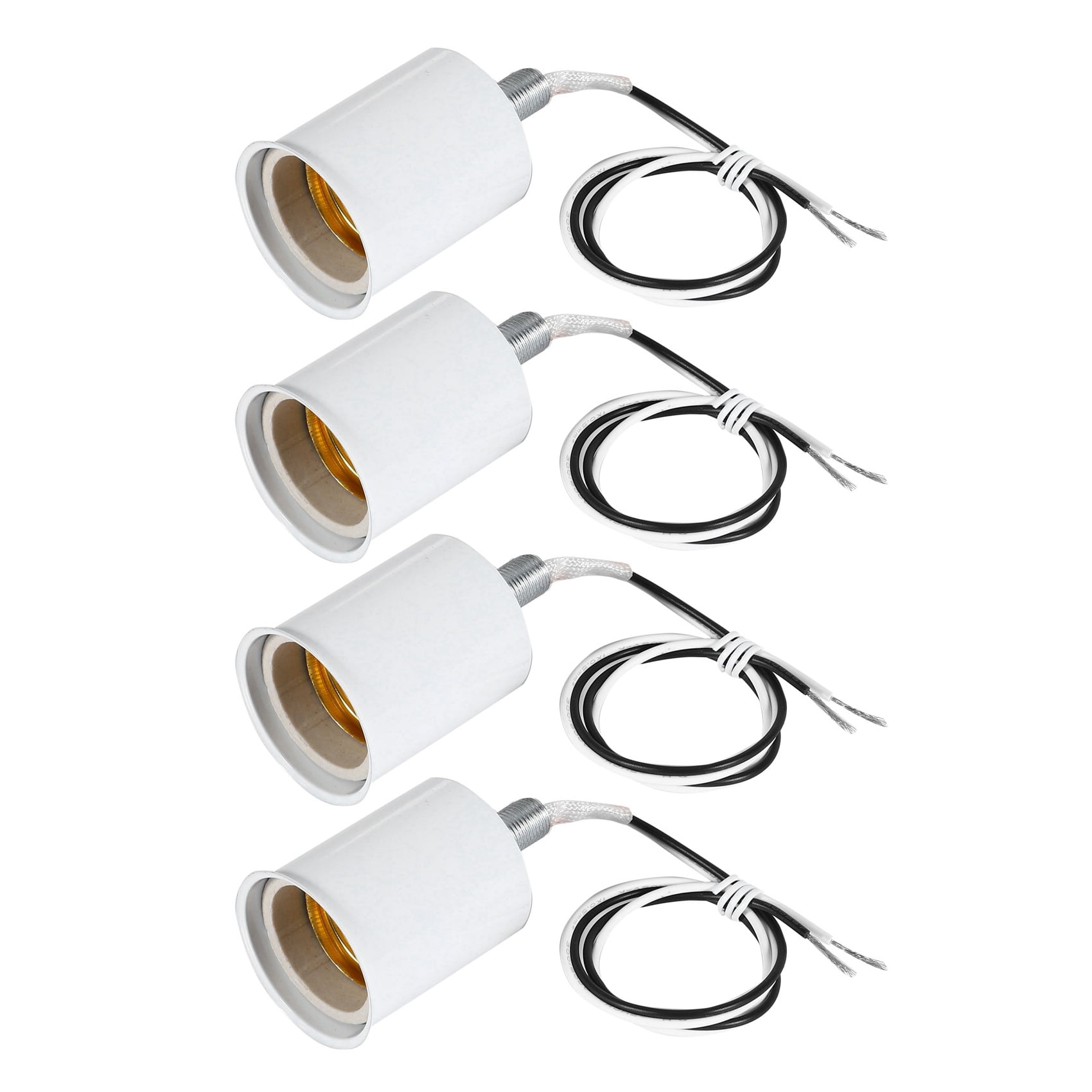 4X E27 Ceramic Screw Base Round LED Light Bulb Lamp Socket Holder ...