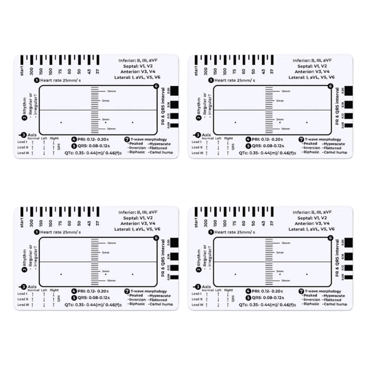 4X ECG 7 Step Ruler, Ruler for ECG/EKG Interpretation, Rapid and Quick ...