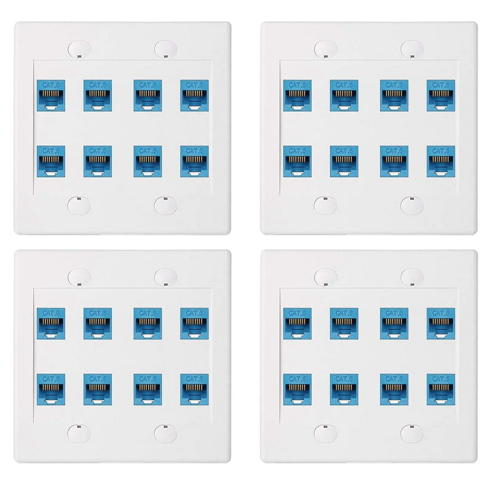 4X Ethernet Wall Plate 8 Port - Double Gang Cat6 RJ45 Jack Network ...