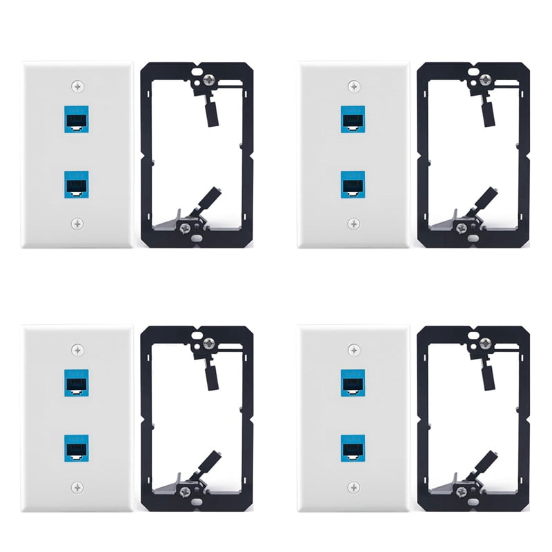 4X Ethernet Wall Plate with Low Voltage Mounting Bracket,Single Gang 2 ...
