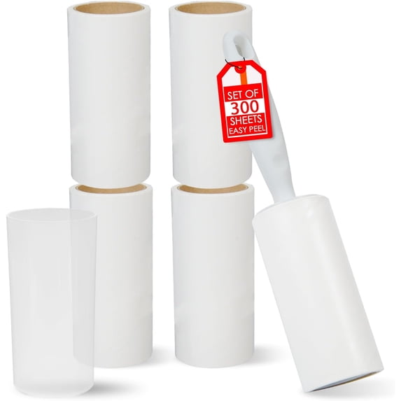 4X Extra Sticky Lint Roller With Dust Cover, Rollers for Pet Hair, 300 ...