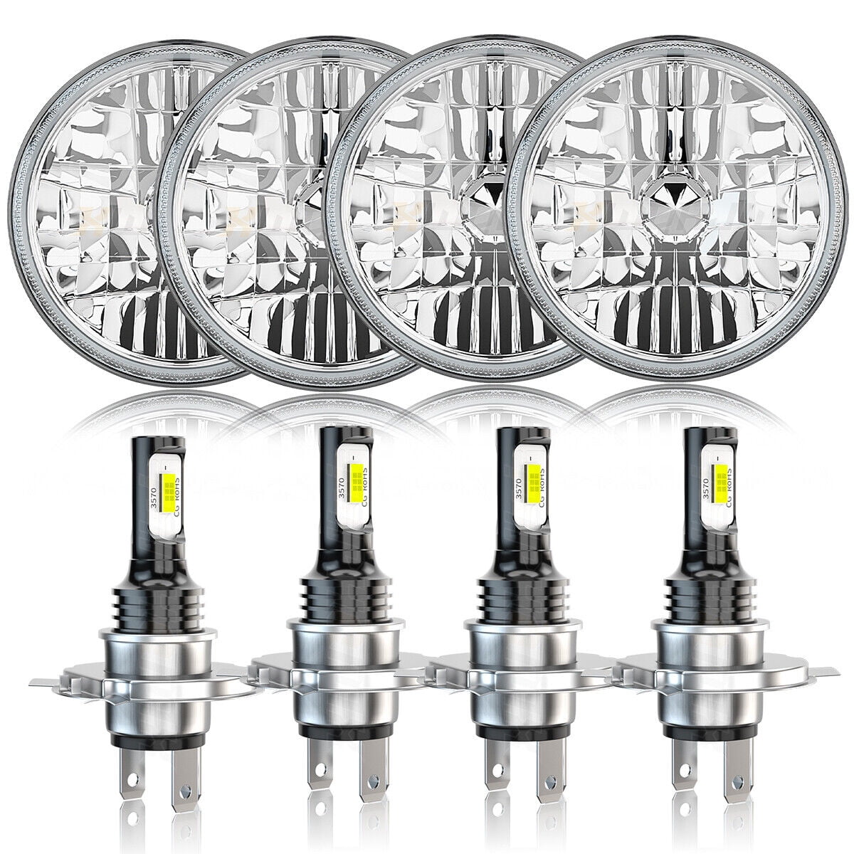 4X FOR Ford LTD Thunderbird Torino 5.75 Inch 5-3/4" Round Headlights ...