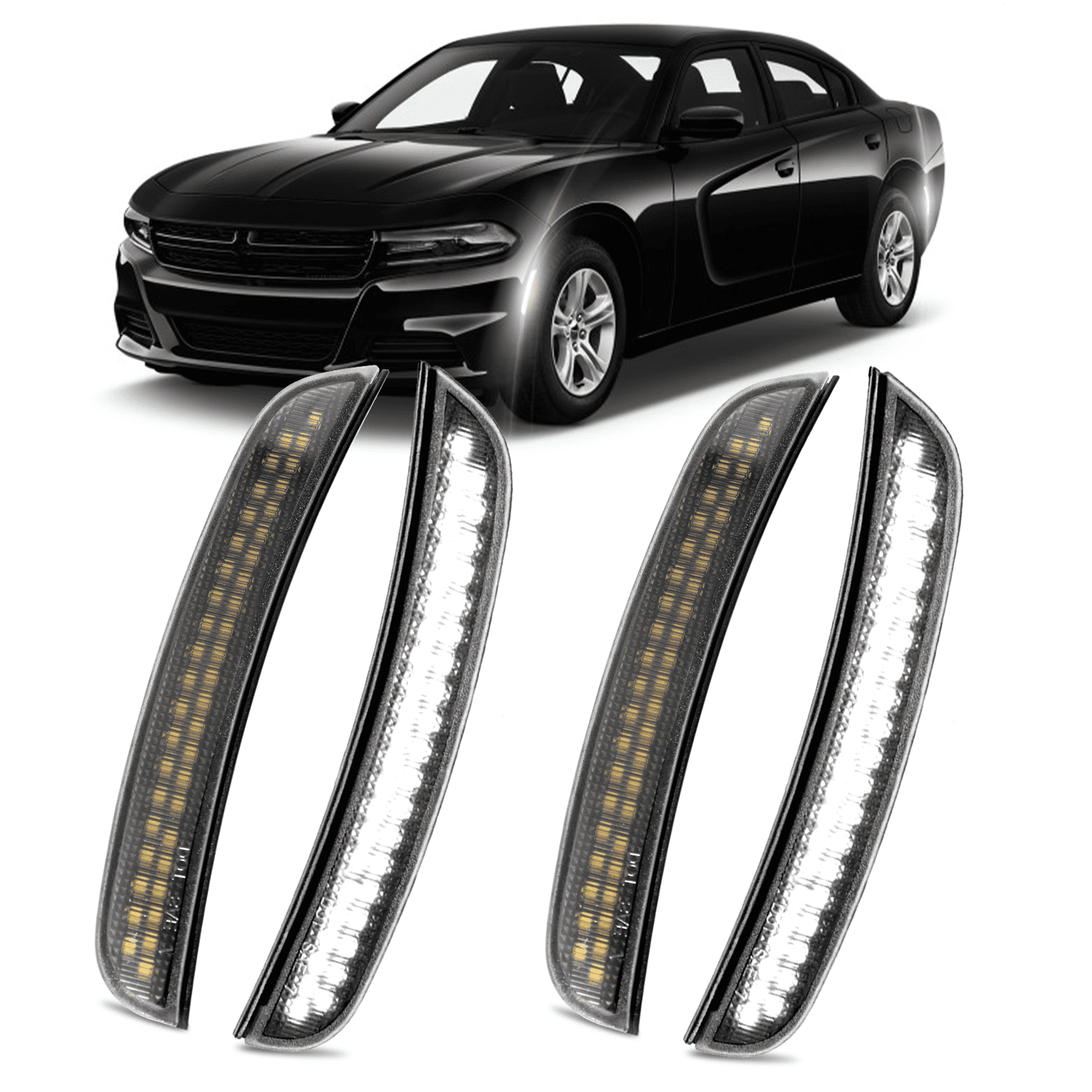 4X For 2015-2022 Dodge Charger Front Rear Dynamic LED Side Marker ...